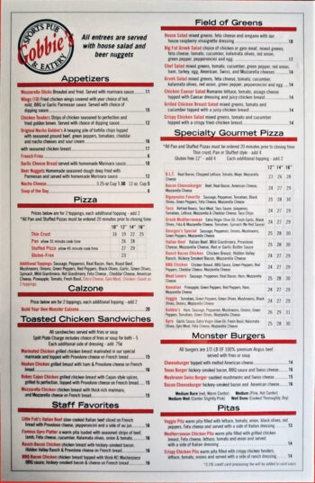 Gobbie’s Menu – Gobbie's Sports Pub & Eatery